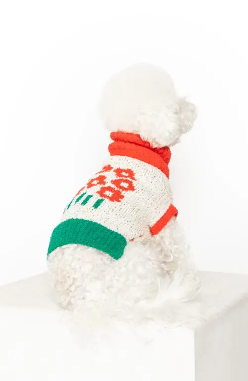THE FURRYFOLKS Flower Turtleneck Pet Sweater