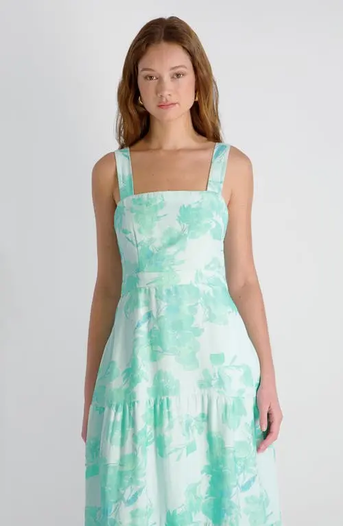 French Connection Sophie Fleur Tiered Maxi Dress In Mermaid Green |  Editorialist