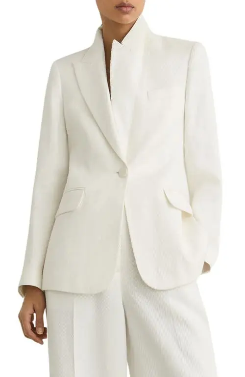 REISS Alyx Texture One-button Linen-blend Blazer