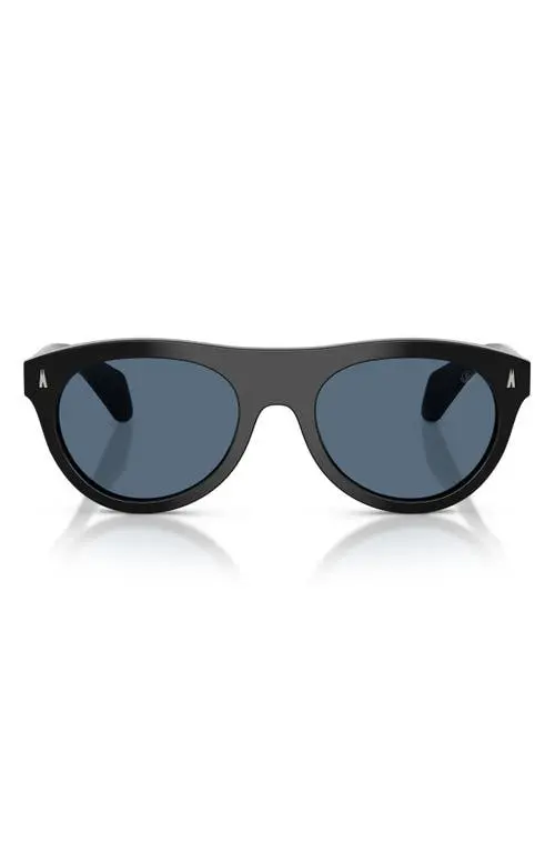 Moncler 53mm Oval Full Rim Sunglasses - Shiny Black/dark Blue