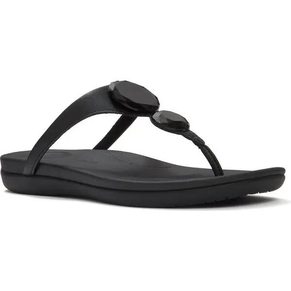 Fitflop Solay Glossy-disc Toe-post Sandals - Black