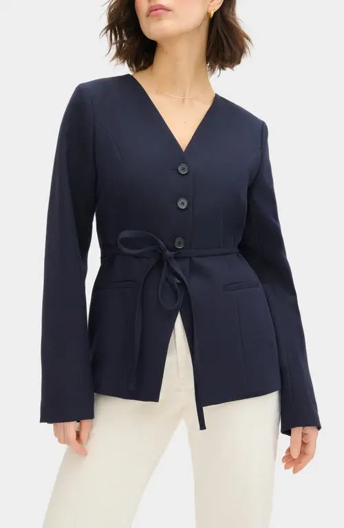 ALIGNE Parker Collarless Jacket - Navy