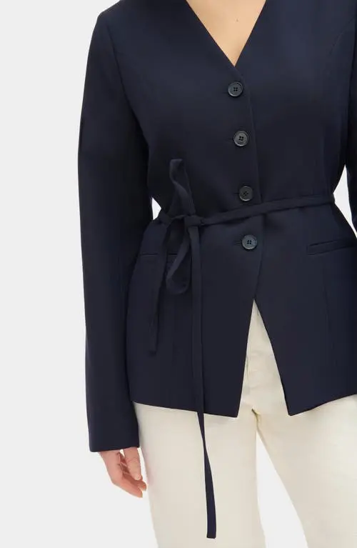 ALIGNE Parker Collarless Jacket - Navy