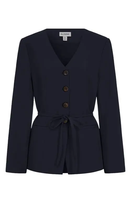ALIGNE Parker Collarless Jacket - Navy