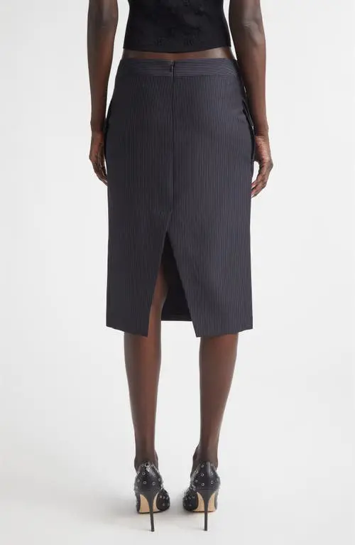 Alexander McQueen Pinstripe Wool & Mohair Cargo Pencil Skirt - Navy