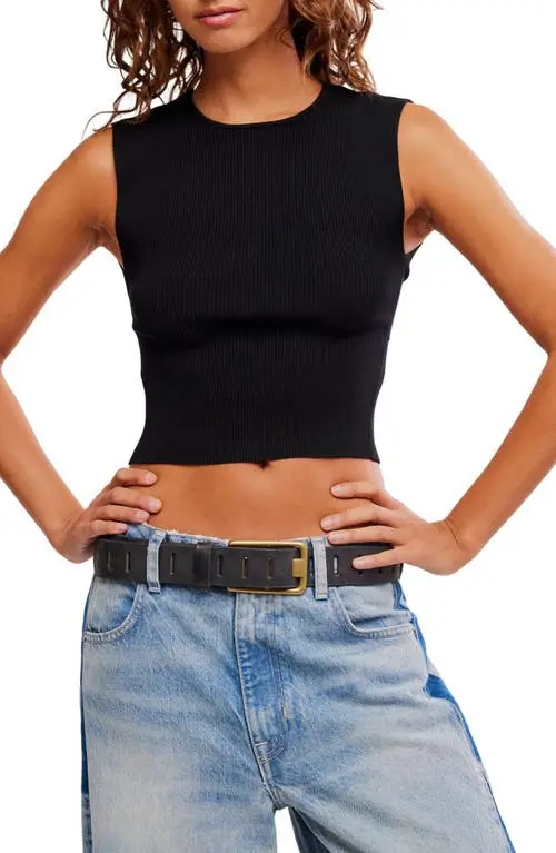 Free People Back To Back Crop Tank - Black