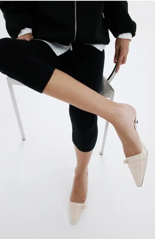 Mango Slingback Kitten Heel Pumps - Ecru