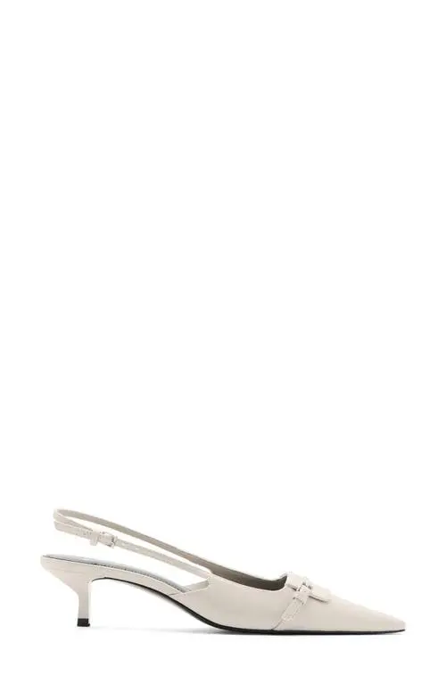 Mango Slingback Kitten Heel Pumps - Ecru