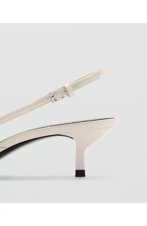 Mango Slingback Kitten Heel Pumps - Ecru