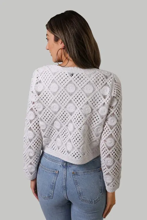 Central Park West Violete Crochet Cardigan - White