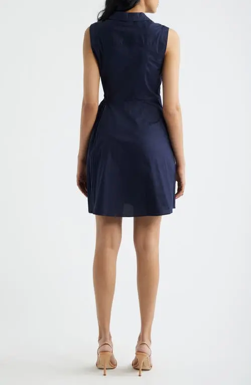 Halogen Pleated Wrap Mini Dress - Baritone Blue