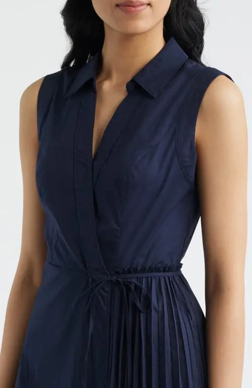 Halogen Pleated Wrap Mini Dress - Baritone Blue