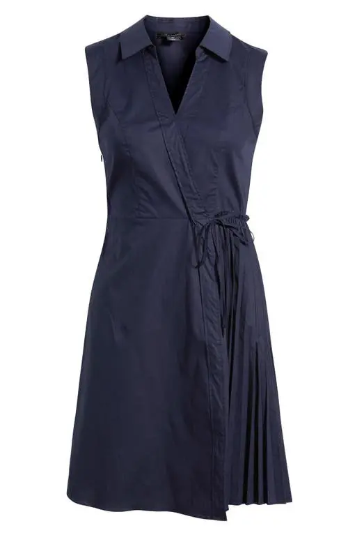 Halogen Pleated Wrap Mini Dress - Baritone Blue
