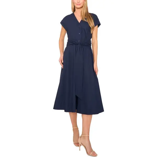Halogen Tie Front A-line Dress - Baritone Blue