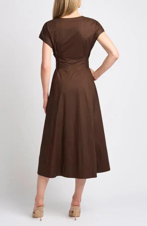 Halogen Tie Front A-line Dress - Chicory Coffee