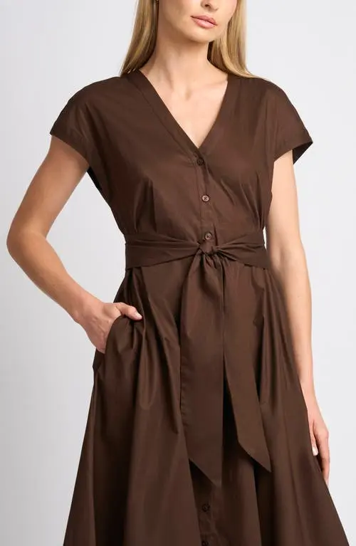 Halogen Tie Front A-line Dress - Chicory Coffee