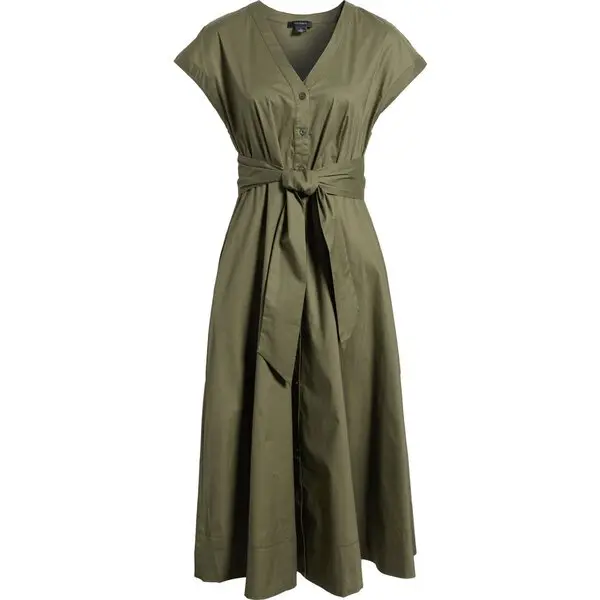 Halogen Tie Front A-line Dress - Olive Night