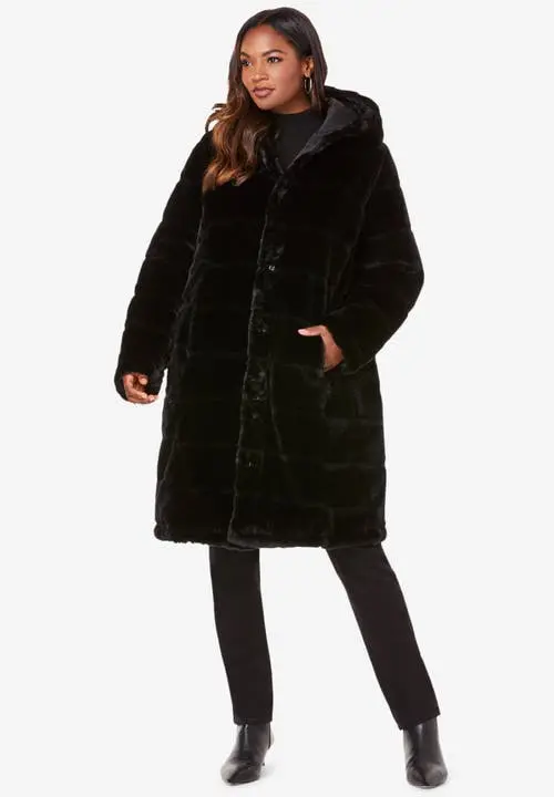 ROAMAN'S 2-in-1 Reversible Hooded Coat With Faux Fur And Puffer Options