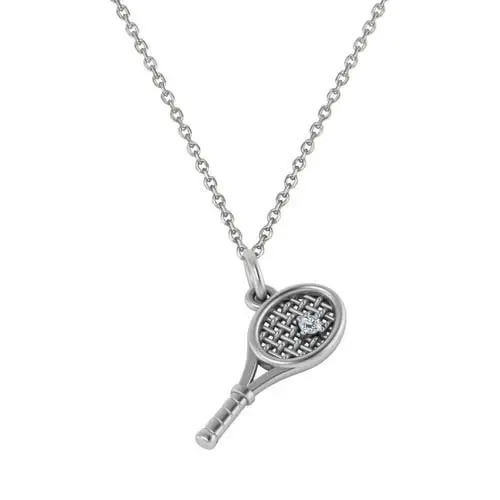 ALLUREZ 14k Tennis Racket Charm Pendant Necklace - White Gold