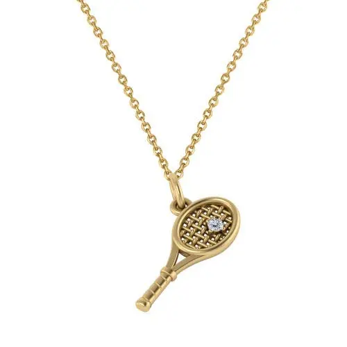 ALLUREZ 14k Tennis Racket Charm Pendant Necklace - Yellow Gold