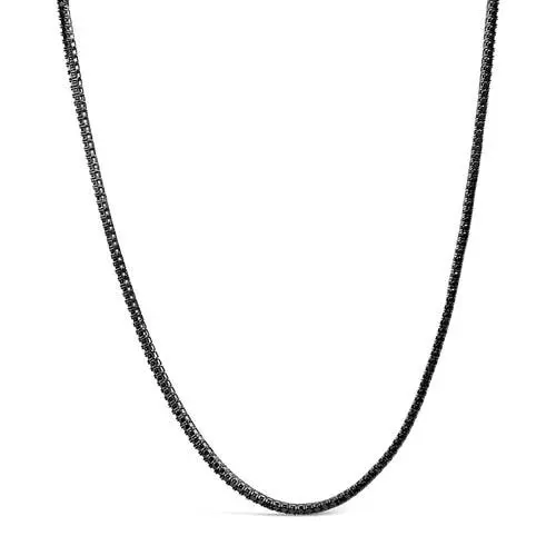 HAUS OF BRILLIANCE Sterling Black Onyx Tennis Necklace - Silver