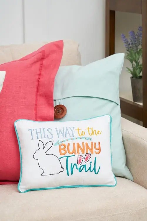 C&F HOME This Way To The Bunny Trail" Easter Cotton Blend Mini Accent Pillow 9" X 12