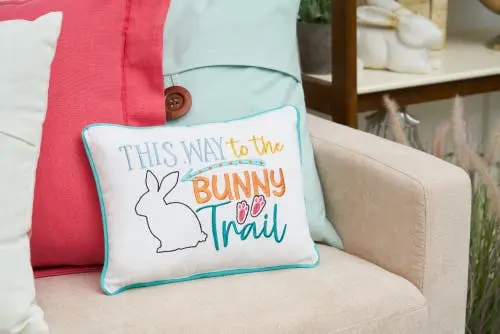 C&F HOME This Way To The Bunny Trail" Easter Cotton Blend Mini Accent Pillow 9" X 12
