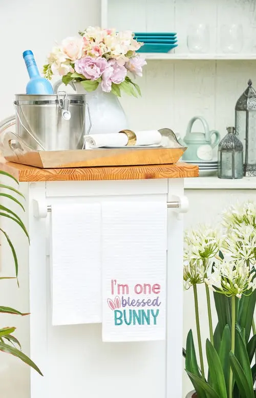 C&F HOME I'm One Blessed Bunny" Easter Rabbit Embroidered Cotton Waffle Weave Kitchen Dishtowel