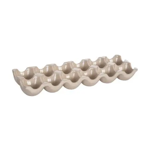 GALLERIE II 12-section Easter Egg Decorative Stoneware Serving Platter Plate 11.75 - Beige