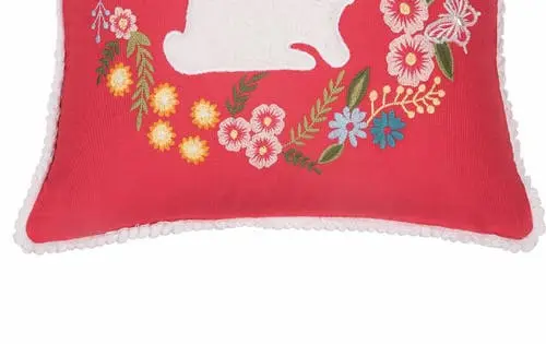 C&F HOME Spring Easter Bunny Silhouette & Wreath Accent Throw Pillow