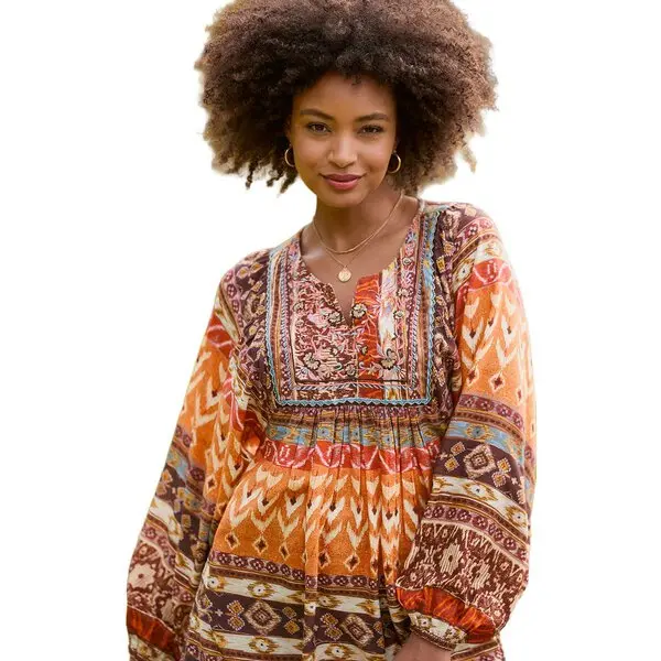 JOE BROWNS Blouson Sleeve Beaded Tunic - Rustic Tapestry