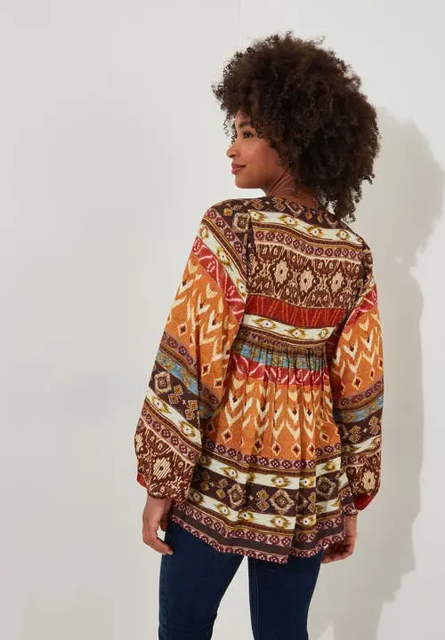 JOE BROWNS Blouson Sleeve Beaded Tunic With Global Print