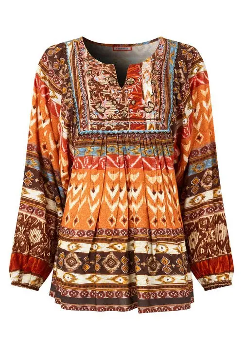 JOE BROWNS Blouson Sleeve Beaded Tunic With Global Print