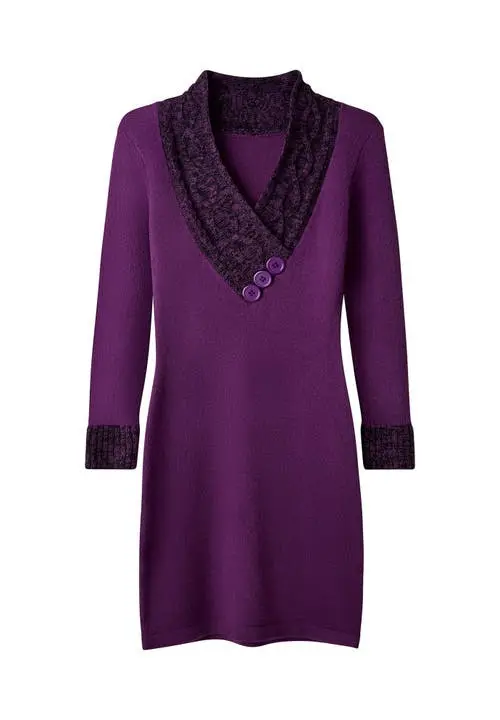 JOE BROWNS Cable Knit V-neck Sweater Dress