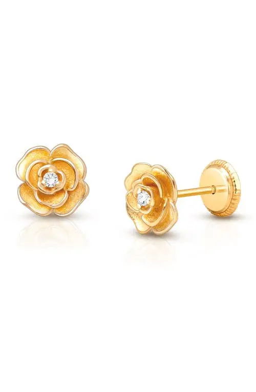 TINY BLESSINGS 14k Gold Rose Cz Stud Earrings - 14k Yellow Gold