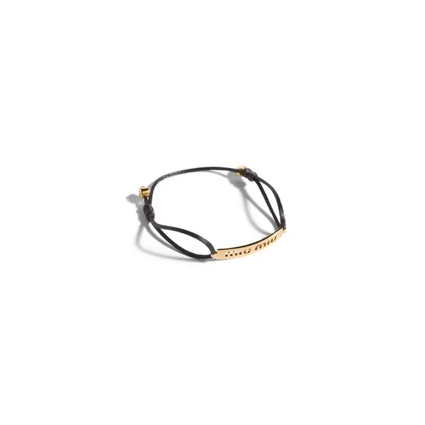 Miu Miu Metal And Cord Bracelet - Gold/smoky Gray