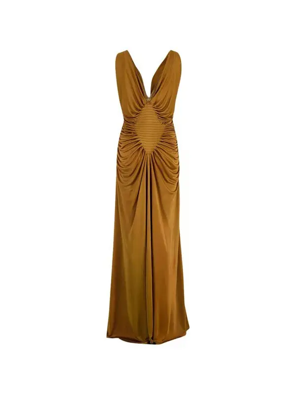 Versace Pleated V-neck Gown