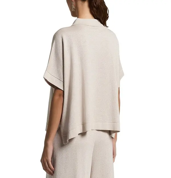 Peserico Short Sleeve Polo Sweater - Beige Birch