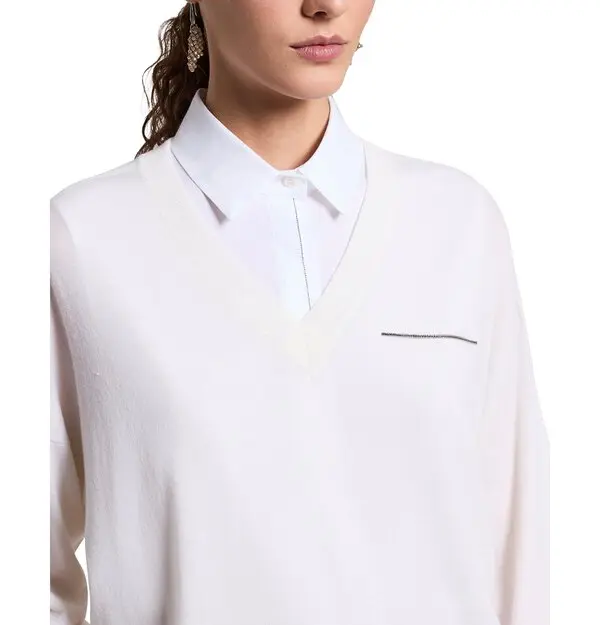 Peserico V-neck Wool Sweater - Solar White