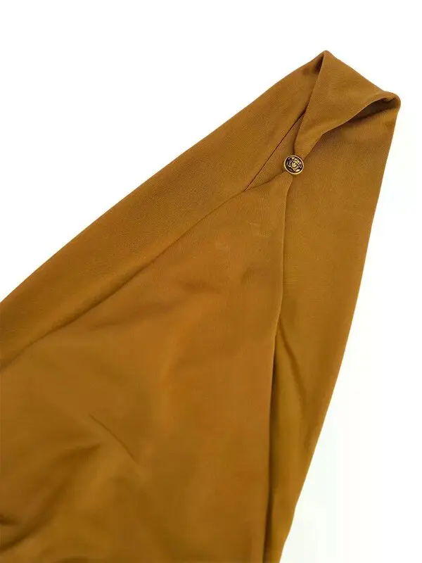 Versace Pleated V-neck Gown - Brown