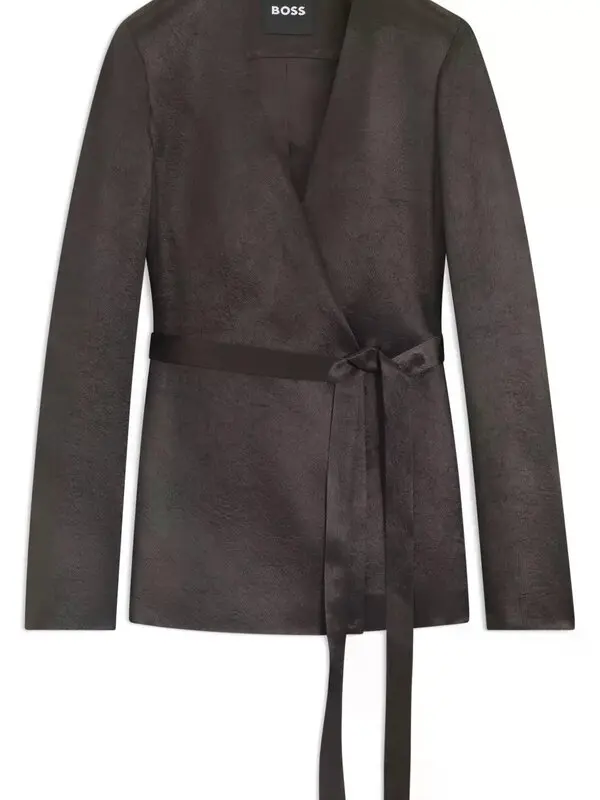 BOSS Slim-fit Blazer In Lustrous Twill - Brown