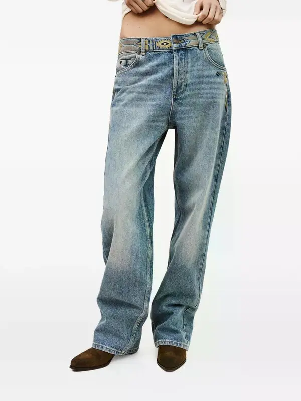 Ba&sh Rize Wide-leg Jeans With Embroidery