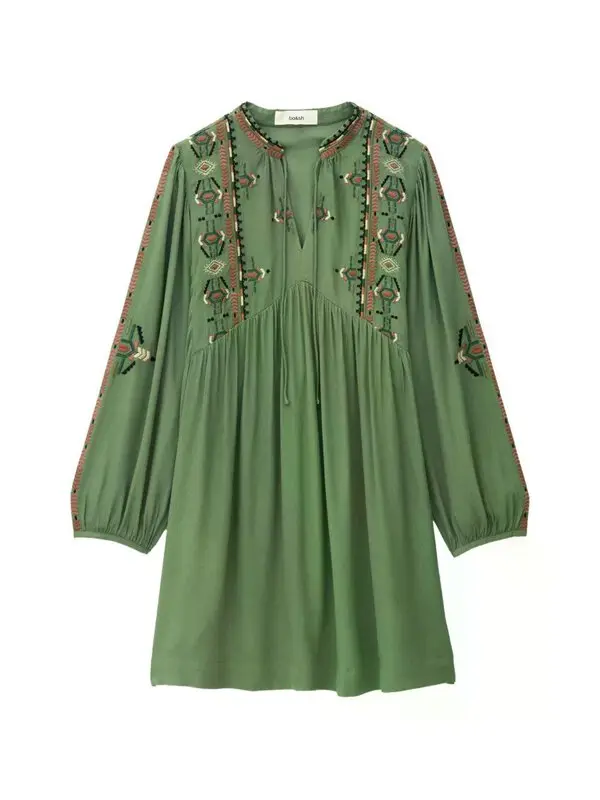 Ba&sh Telma Embroidered V-neck Dress - Green