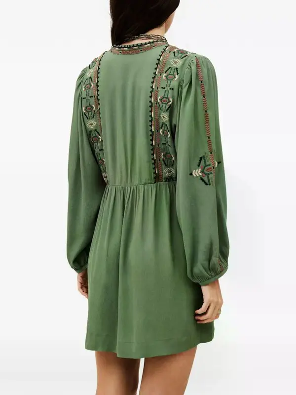 Ba&sh Telma Embroidered V-neck Dress - Green