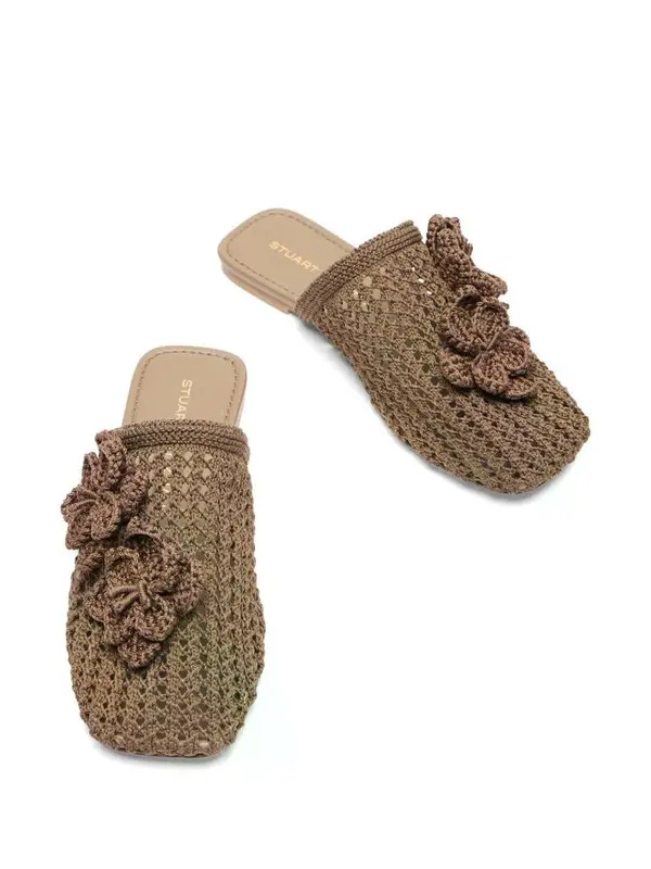 STUART WEITZMAN Lotus Crochet-knit Mules - Brown