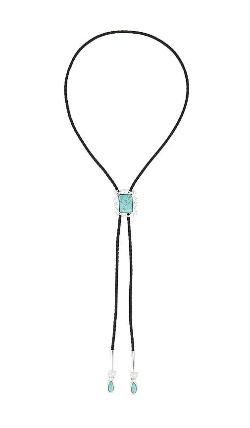 PETIT MOMENTS Whimsky Bolo Necklace - Silver & Turquoise