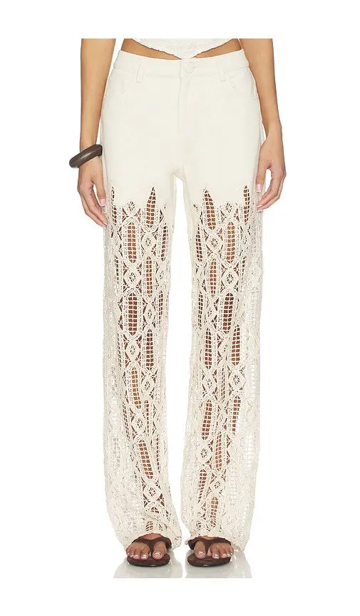 SELMACILEK High Waisted Flare Pant With Macrame Detail