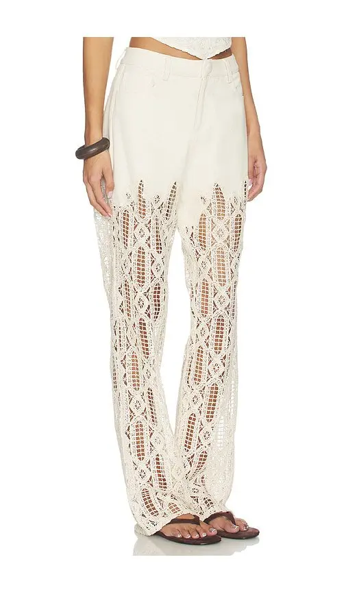 SELMACILEK High Waisted Flare Pant With Macrame Detail