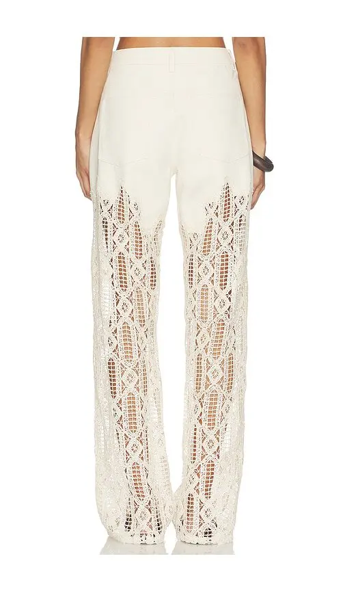 SELMACILEK High Waisted Flare Pant With Macrame Detail