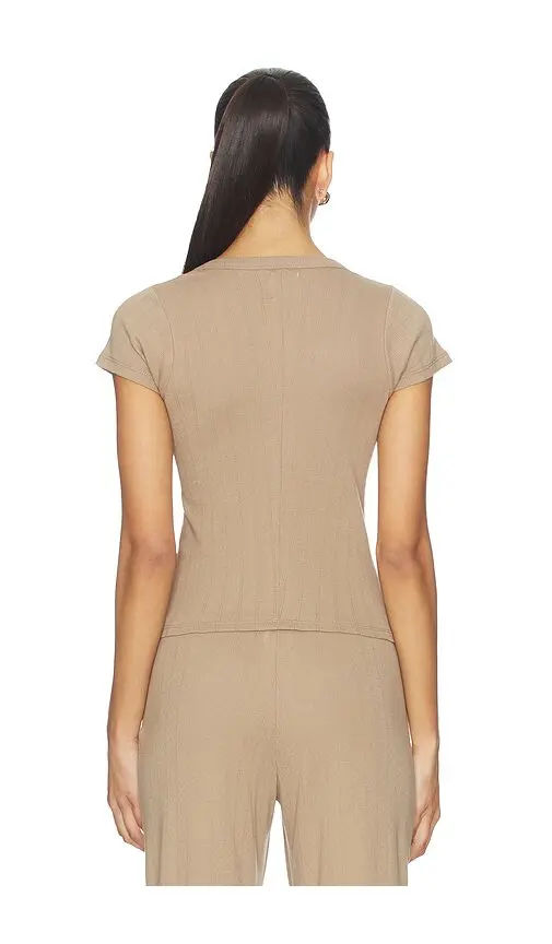 VIR VITA Pointelle Scoop Tee - Bark